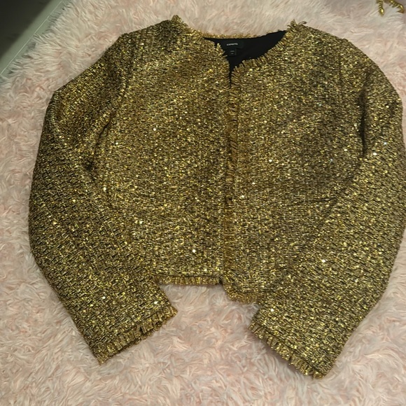 Express | Jackets & Coats | Express Gold Tweed Jacket | Poshmark
